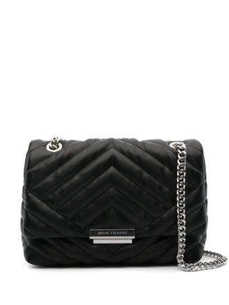 A|X Armani Exchange sac porté épaule matelassé à plaque logo - Noir