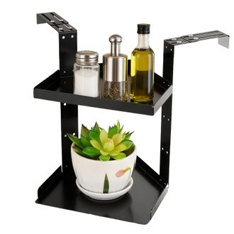 Generico Wandregal f&uuml;r Wandschrank, 2-lagig, Organizer, mit Haken und verstellbarer H&ouml;he, f&uuml;r Badezimmer, Ecke, B&uuml;ro, K&uuml;che, Wand, Schlafzimmer, Wohnzimmer