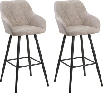 Beliani Barstuhl 2er Set Beige in modernem Look Polsterbezug Barhocker Darien
