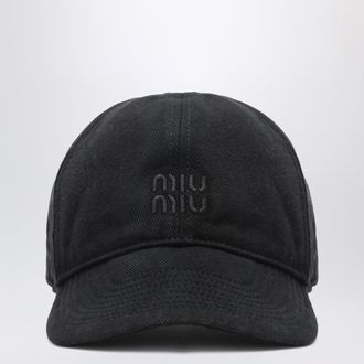 Miu Miu Schwarze Baseballkappe aus Baumwolle