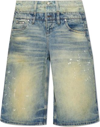 Misbhv Misbhv, Femme, Shorts, Bleu, Taille: W25 Short en denim &agrave; effet vintage