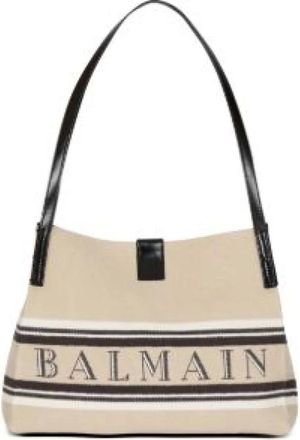 Balmain Femme, Sacs, Beige, Taille: ONE Size Small Release Canvas Tote