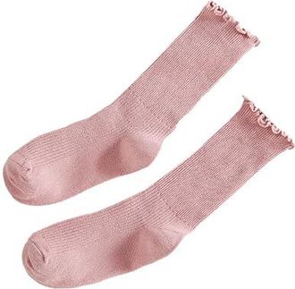 Generic Semelles crew en coton pour femme, fines, douces, respirantes, volants, taille rabattable, tube moyen, semelles de cheville pour le travail d&eacute;contract