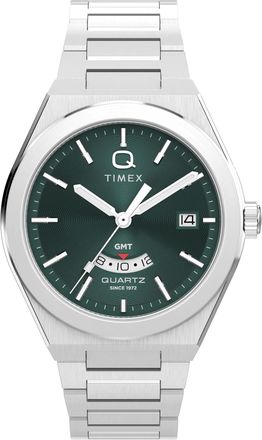 Timex Uhren - Quarz-Analoguhr Q Timex Continental Gmt - Gr. unisize - in Silber - f&uuml;r Damen