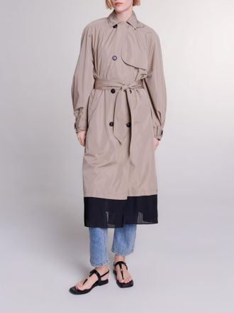 Maje Kontrastierender Trench - Braun - Gr&ouml;&szlig;e 36 - Maje
