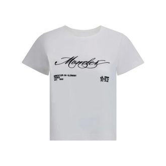 Moncler Femme, Tops, Blanc, Taille: 36 FR Logo T-Shirt
