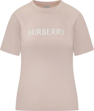 Burberry Femme, Tops, Rose, Taille: 42 FR Logo T-shirt en coton