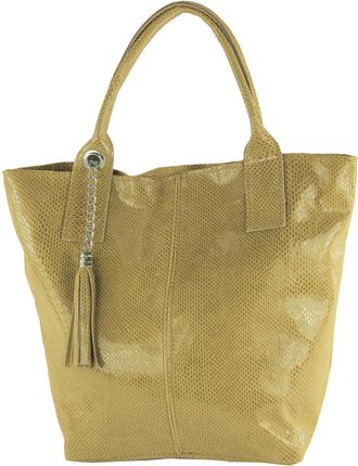 modamoda.de T248 - Ital. Shopper Large mit Innentasche aus Leder, Farbe:Camel