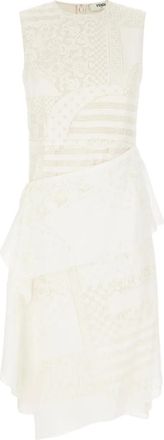 Fendi robe mi-longue à empiècements - Blanc