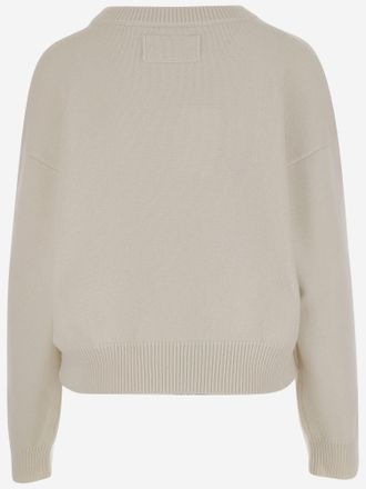 ARMARIUM Womens Cashmere Sweater With V-Neck White