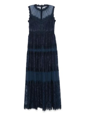 Ermanno Scervino robe en dentelle à coupe longue - Bleu