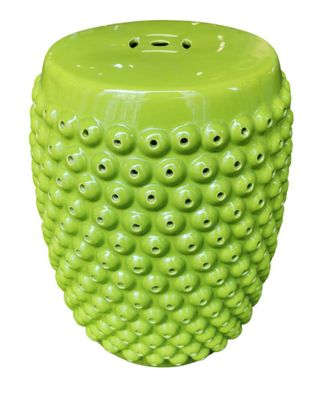 Ori&euml;ntique Keramik Hocker Gr&uuml;n Dots Handgefertigt D33xH46cm China Keramik Gartenhocker Porzellan Glasierte Keramik Stool Chinesische Hocker Drum Garden Stool