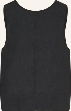 Selected Blusentop Aus Leinen schwarz