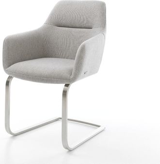 DELIFE Schwingstuhl Pejo-Flex Stripes Hellgrau Freischwinger flach Edelstahl, Esszimmerst&uuml;hle