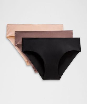 lululemon InvisiWear Bikini-Unterw&auml;sche mit mittelhohem Bund 3er-Pack f&uuml;r Frauen - Gr&ouml;&szlig;e 2XL in Black/Twilight Rose/Misty Shell