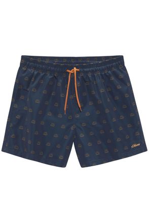 s.Oliver Herren Badeshorts mit modischem Wellenprint in Navy