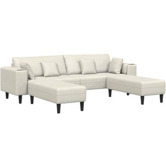 vidaXL Samt Sofa mit Kissen 3 pcs Creme 208 cm Samt Vidaxl