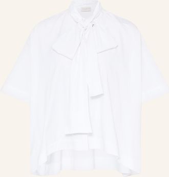 Milano Milano Italy Oversized-Bluse Mit Abnehmbarer Schluppe weiss