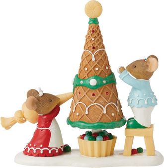Enesco Schwänze mit Herz, Weihnachtsdekoration, Waffelkegel, Miniatur-Figur, 4,5 cm, Mehrfarbig