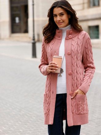 Witt Strickjacke Long-Strickjacke Langarm Zopfmuster