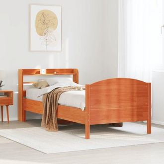 vidaXL Massivholzbett ohne Matratze Wachsbraun 100x200 Kiefernholz Vidaxl