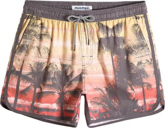 Maamgic Herren Badeshorts Vintage Retro Boardshorts Schnelltrocknend Kurz Badehose Schwimmhose mit Mesh-Futter und Verstellbarem Tunnelzug (XXL, Orange Hawaii