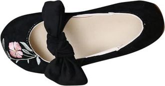 Generic Chaussures plates pour femme avec noeud et bout rond - Tendance - L&eacute;g&egrave;res et confortables - Respirantes - Coupe large - Chaussures Mary Jane - Pour le