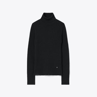 Tory Burch Rollkragenpullover aus geripptem Baumwollleinen