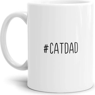 Tassendruck Hashtag-Tasse catdad - Cool/Modern/Lustig/Geschenk-Idee/Weiss