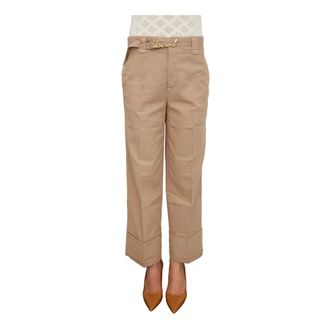 Twinset Femme, Pantalons, Beige, Taille: 34 FR Pantalon &agrave; revers avec ceinture