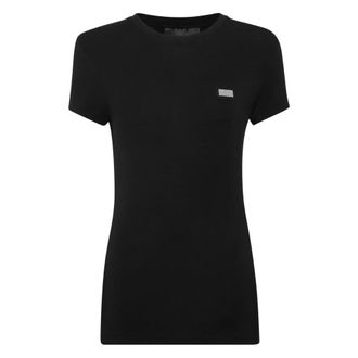 Philipp Plein Femme, Tops, Noir, Taille: 42 FR Modal T-Shirt Pure Round Neck SS