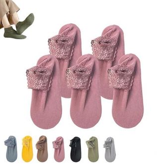 Generic Chaussettes chaudes en dentelle tendance, chaussettes chaudes dautomne et dhiver, chaussettes chaudes à volants pour femme, 5 pièces-D, Taille unique