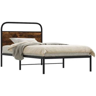 vidaXL Cadre de lit sans matelas 90x190cm ch&ecirc;ne fum&eacute; bois ding&eacute;nierie Vidaxl
