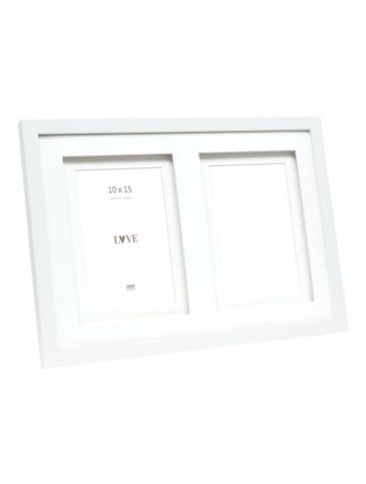Deknudt Frames Galerierahmen mit doppeltem Passepartout -Weiß - S65KK1 P2 für 2 Bilder Bildgröße 10x15cm - Bilderrahmen Holz MDF - Bilder aufhängen oder ausstellen