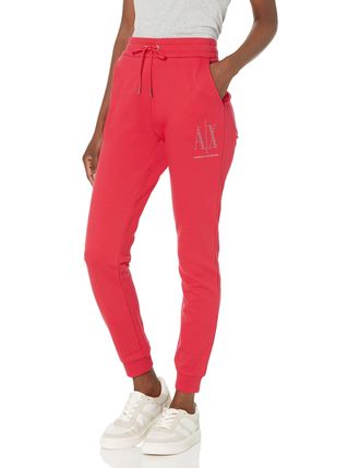 A|X Armani Exchange A|X Armani Exchange Damen Jogginghose aus Frottee mit Kordelzug, Logo-Noppen Trainingshose, Magma, Gro&szlig;