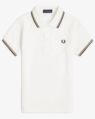 Fred Perry Piqu&eacute;-Poloshirt mit Logo-Stickerei und Streifenakzenten in