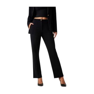 Guess Femme, Pantalons, Noir, Taille: 42 FR Pantalon Coupe Droite Taille Mi-Haute