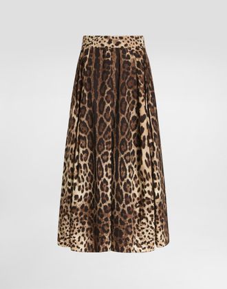 Dolce & Gabbana Rock Aus Popeline Mit Leo-print - Frau R&ouml;cke Animalprint 38