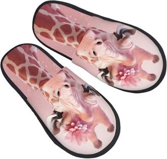 Generic Chaussons Girafe Roses Portative Pantoufles Épais Slippers Pour De Camping Hôtels Automne L