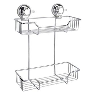 Gedy | Hot Rechteckige Duschablage aus verchromtem Draht und Saugnapfbefestigung, Ma&szlig;e: 35,5 x 27,4 x 12,5 cm und Gewicht 0,66 kg