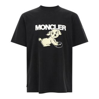 Moncler T-shirt en coton imprim&eacute; chien - Homme - Tops - Noir - Taille: XL