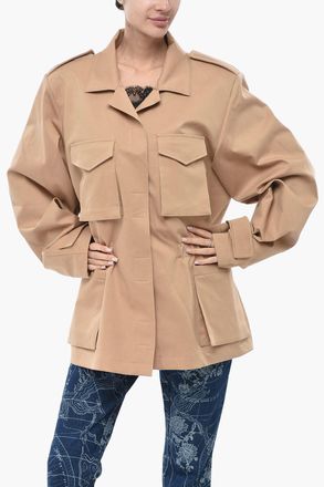 Off-white PERMANENT Mixed Cotton Utility Jacket with Velcro Closure Off-White