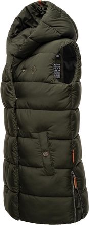 Navahoo warme Damen Winter Steppweste lang mit Kapuze Madilynaa Dark Olive Gr. XS