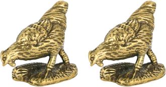 Pretyzoom 2 St&uuml;ck Messingornament Zum Basteln Hahnform Robustes Messingdekor F&uuml;r - Und Gartendekorationen