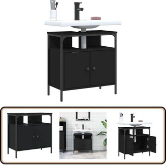 vidaXL Vidaxl - Waschbeckenunterschrank Schwarz 60x30x60 cm Holzwerkstoff - Badezimmermöbel - Schubladenbadschrank - Unterschrank - Waschbeckenunterschrank