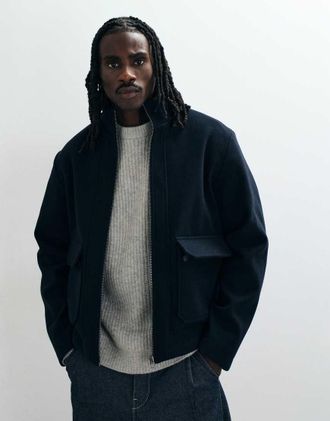Jack & Jones veste &agrave; col montant bleu marine