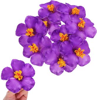 BESPORTBLE K&uuml;nstliche Hibiskusbl&uuml;ten 10 St&uuml;ck f&uuml;r Tropische Sommerpartys Dekorative Blumen f&uuml;r Innen und Au&szlig;enbereich bei Veranstaltungen