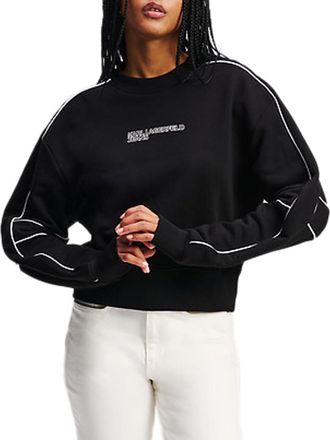 Karl Lagerfeld Karl Lagerfeld Jeans, Damen, Relaxed Crop Piping Sweat, Relaxed Fit, Schwarz, L
