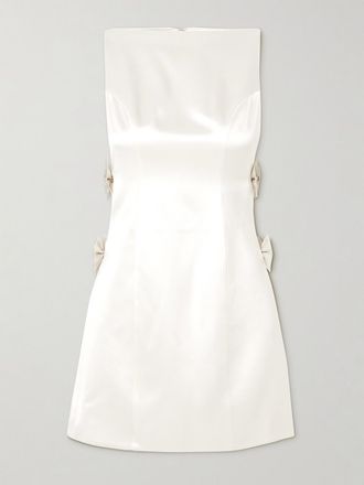 Retrof&ecirc;te Nadine Minikleid Aus Satin Mit Schleifen, Kristallen Und Cut-outs - Wei&szlig;