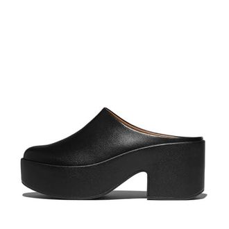 FitFlop Femme Platfforms Leather Heeled Mules, Tout Noir, 36 EU